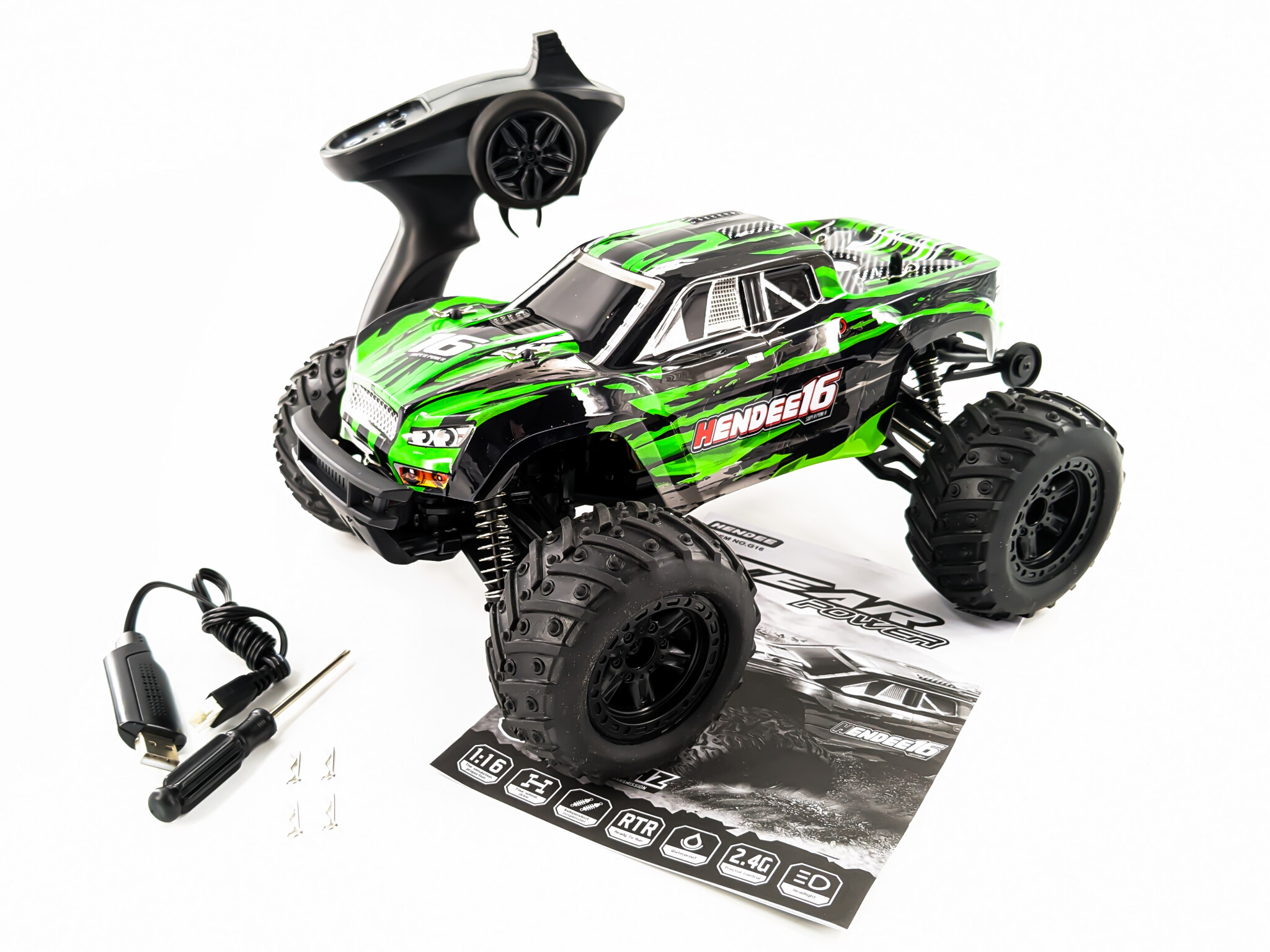 Hendee 4WD 1/16 Hobby Scale Waterproof Green Truggy G-16 - Complete ...