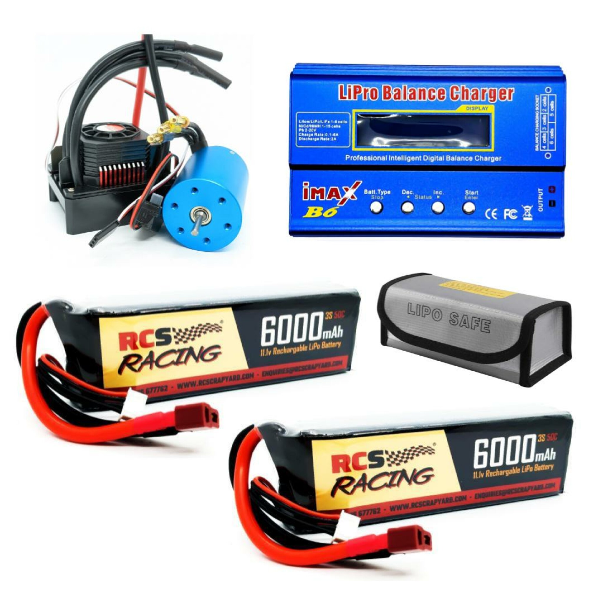 RC Brushless 120A ESC 3650 conversion kit for 1/10 Models + 2x 11.1V 3S ...